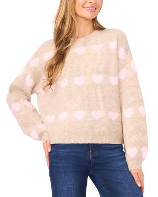 Click here for CeCe Heart Jacquard Crew Sweater prices