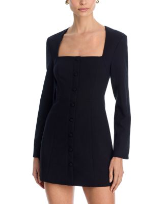 Fcuk Womens Whisper Square Neck Long-Sleeve Mini Dress - Black