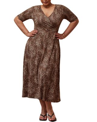 Click here for Live Unlimited Leopard Print Wrap Dress prices