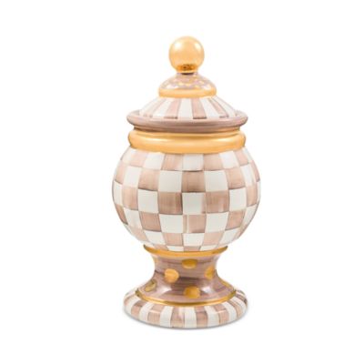 Click here for MacKenzie-Childs Mocha Check Ceramic Globe Caniste... prices