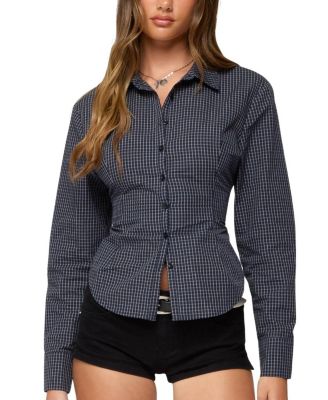 Edikted Lisbet Checkered Button Up Shirt