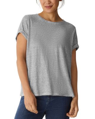 Click here for Eileen Fisher Linen Striped Crewneck Tee prices