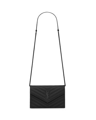 Saint Laurent Cassandre Matelasse Envelope Chain Wallet in Grain Leather