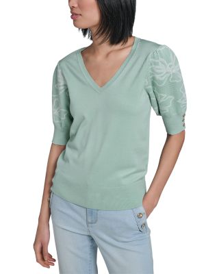 Click here for Karl Lagerfeld Floral Short Sleeve Sweater prices