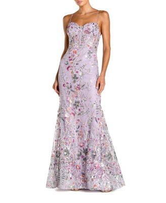 Click here for Mac Duggal Spaghetti Strap Floral Embroidered Trum... prices