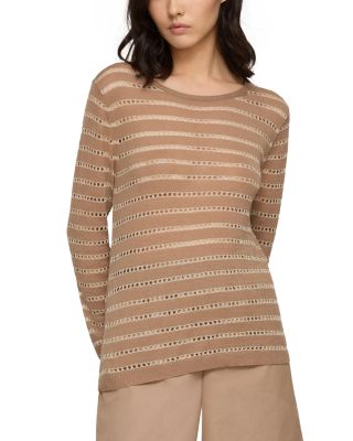 Click here for Lafayette 148 New York Metallic Stripe Crewneck Sw... prices