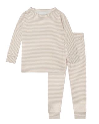 Click here for Motette Boys Oatmeal Stripe Bamboo Kids Pajama Set... prices