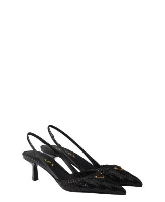 Click here for Prada Womens Woven Leather Slingback Pumps prices