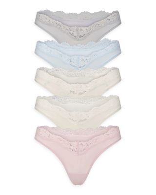 Click here for Skims Fits Everybody Lace Dipped Thongs  5 Pack prices