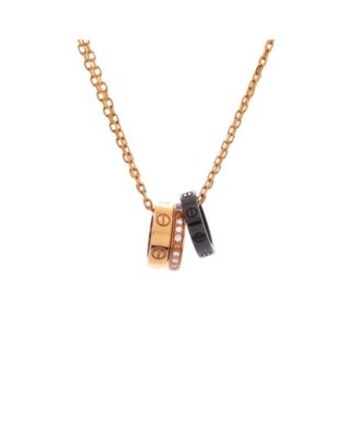 Click here for Pre-Owned Cartier Love 3 Ring Pendant Necklace 18K... prices