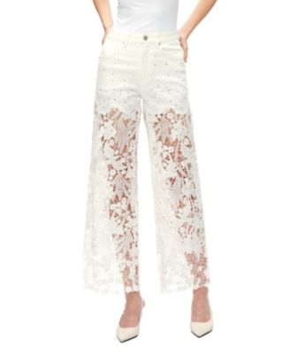Click here for Bayeas Embroidery Wide Leg Lace Jeans with Rhinest... prices