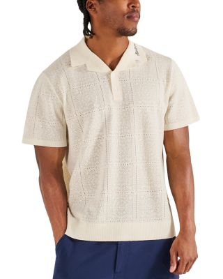 Click here for Malbon Resort Crochet Relaxed Fit Polo Shirt prices