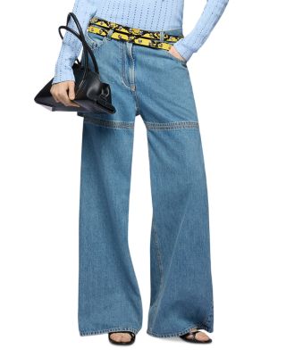 Click here for The Attico Cutout Wide Leg Jeans in Sky Blue prices