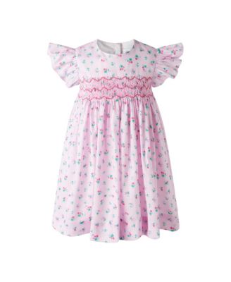 Click here for Rachel Riley Girls Flutter Floral Smocked Dress an... prices