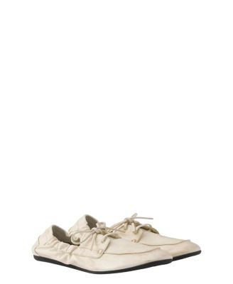 Click here for Prada Womens Shuffle Antiqued Leather Boat Shoes prices