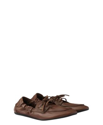 Click here for Prada Womens Shuffle Antiqued Leather Boat Shoes prices
