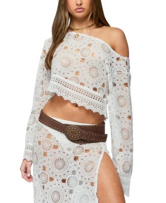 Click here for Edikted Milana Sheer Lace Off Shoulder Top prices