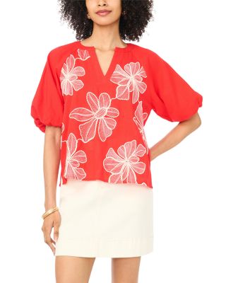 Click here for Vince Camuto Contrast Split Neck Top prices