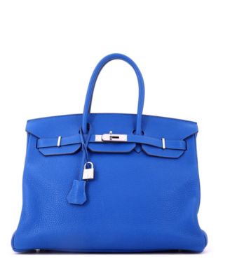 Click here for Pre-Owned HERMES Birkin 35 Handbag Blue Clemence w... prices