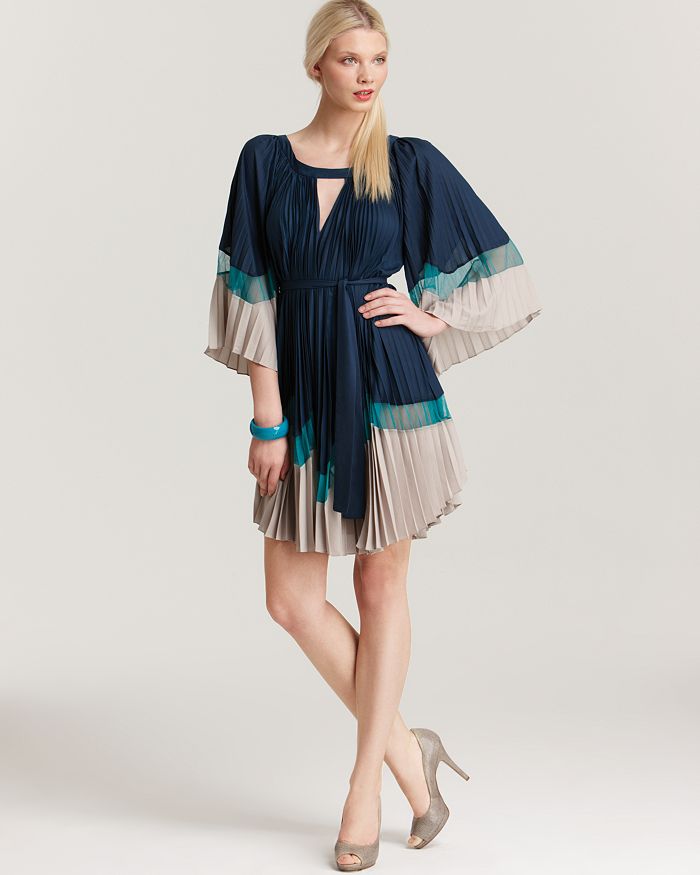BCBGMAXAZRIA Color Block Dress - Alessandra Pleated | Bloomingdale's