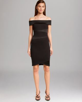 HALSTON HERITAGE HALSTON Dress - Off-Shoulder Satin Detail | Bloomingdale's