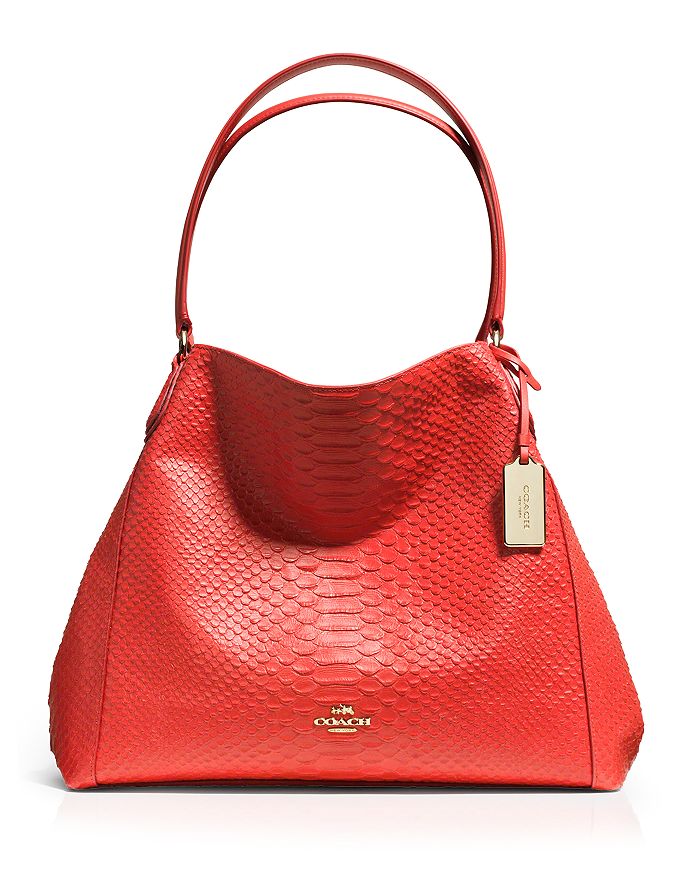 COACH Edie Shoulder Bag in Python Embossed Leather | Bloomingdale's