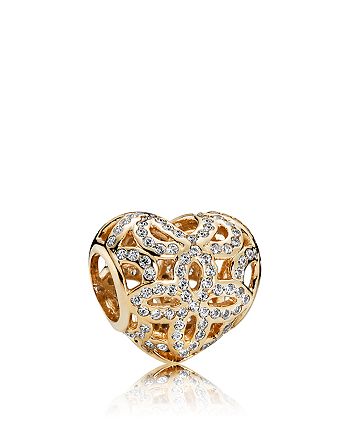 Pandora Charm - 14k Gold, Sterling Silver & Cubic Zirconia Love ...