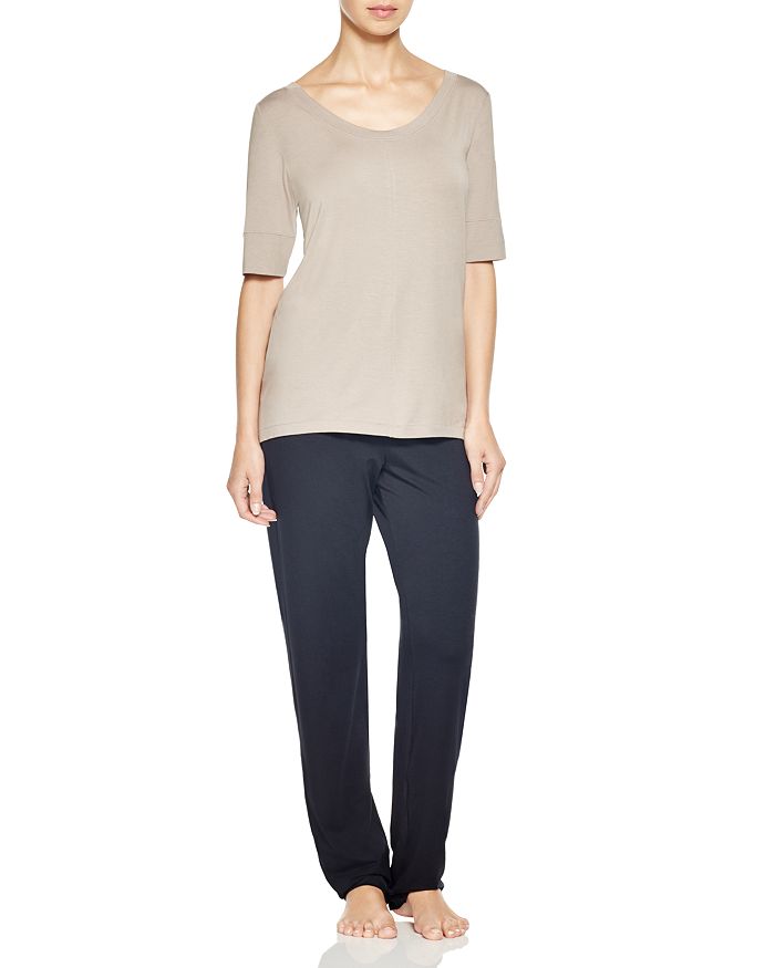 Hanro Yoga Three-Quarter Sleeve Top & Lounge Pants | Bloomingdale's