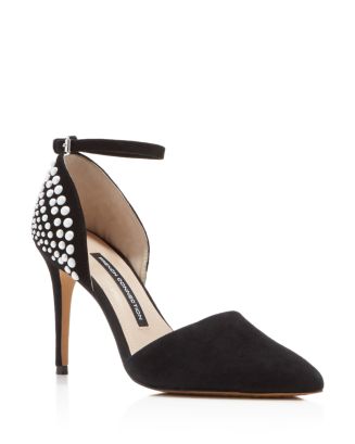 FRENCH CONNECTION Eletta Studded Ankle Strap Pointed Pumps | Bloomingdale's