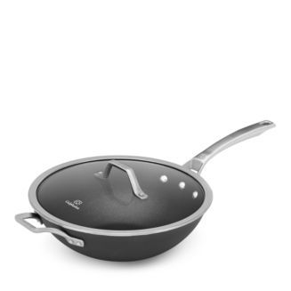 Calphalon Signature Nonstick Cookware 12" Flat Bottom Wok with Cover ...