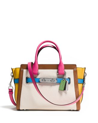 COACH Swagger 27 Carryall in Rainbow Colorblock Leather | Bloomingdale's