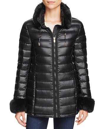 Via Spiga Faux Fur Trim Puffer Jacket | Bloomingdale's