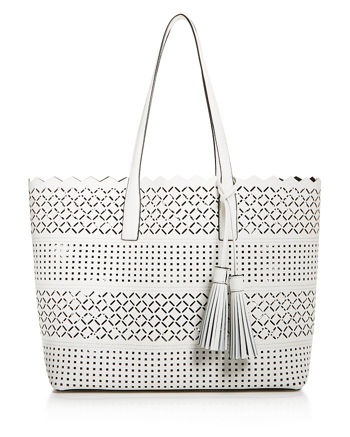 MILLY Laser Cut Leather Tote | Bloomingdale's