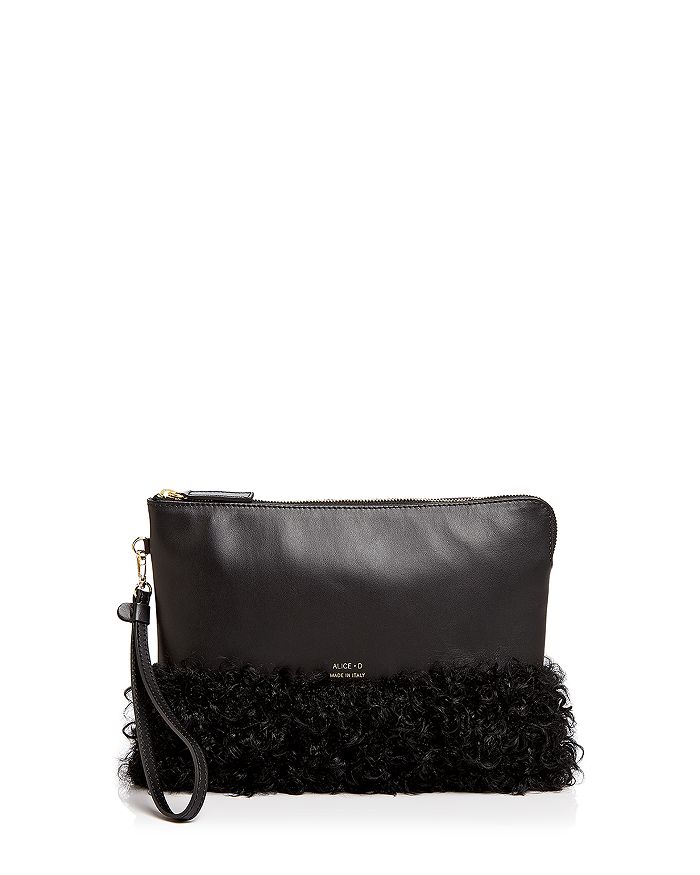 Alice.D Shearling and Leather Clutch | Bloomingdale's