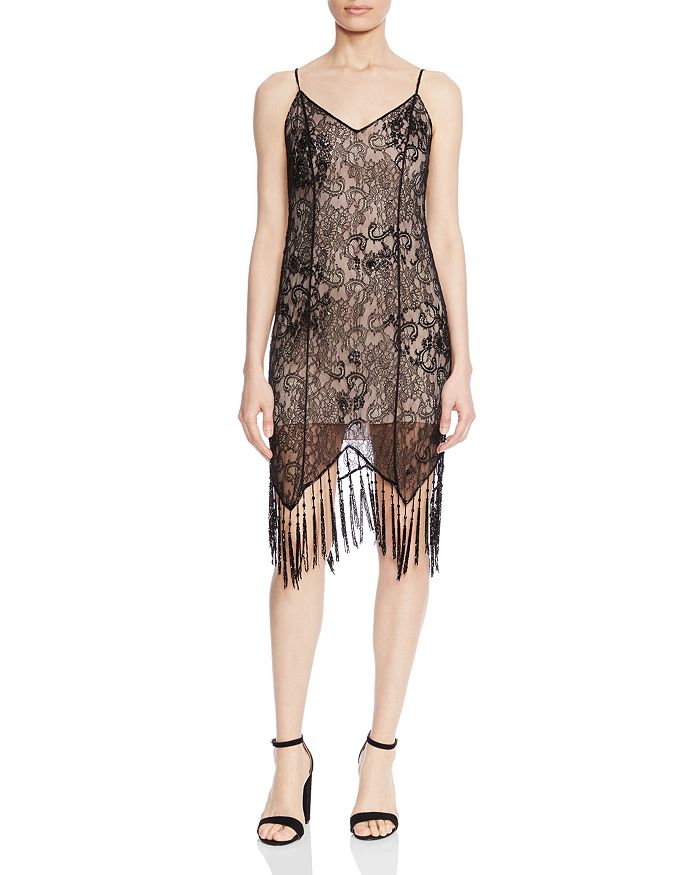 Haute Hippie Flapper Beaded Lace Fringe Slip Dress | Bloomingdale's