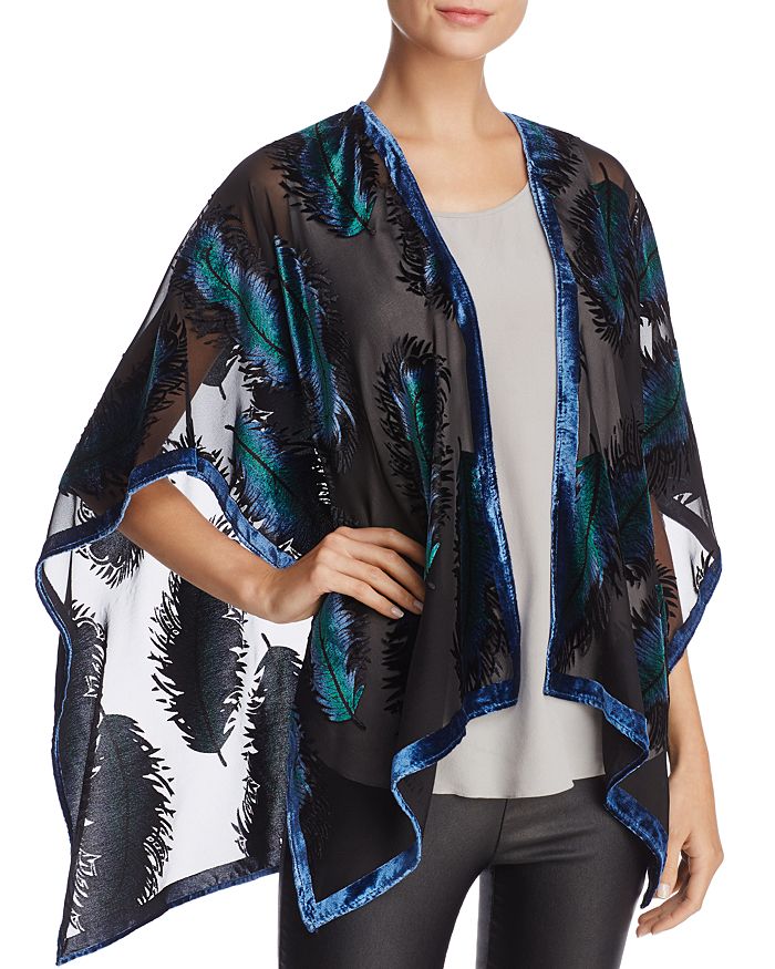 AQUA Velvet Feather Ruana - 100% Exclusive | Bloomingdale's