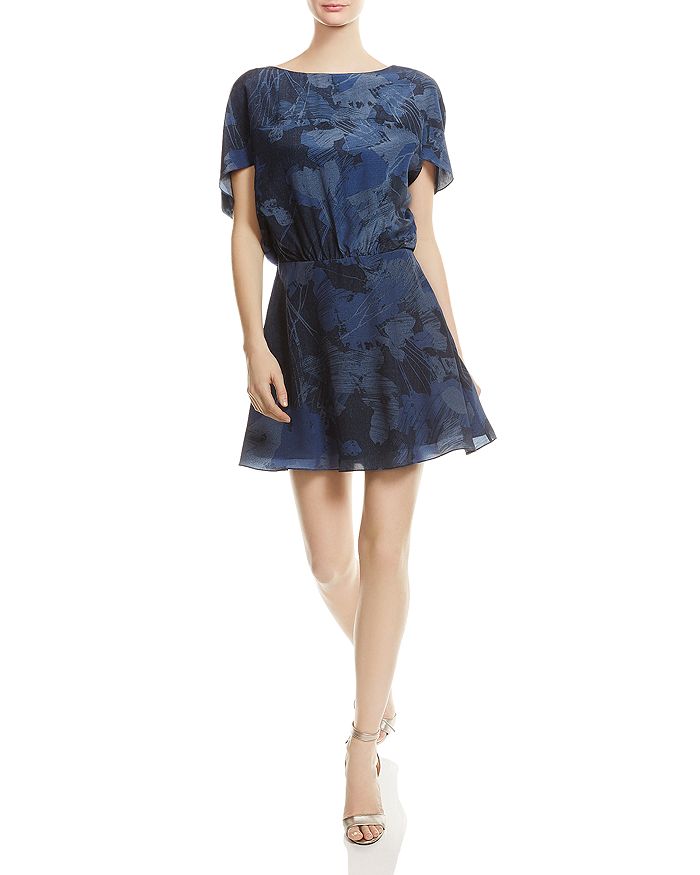 HALSTON HERITAGE HALSTON Printed Fit & Flare Silk Dress | Bloomingdale's