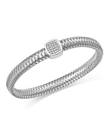 Roberto Coin 18K White Gold Primavera Pavé Diamond Square Bangle ...