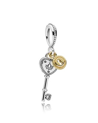 Pandora Sterling Silver & 14K Gold Key To My Heart Key & Padlock Dangle ...