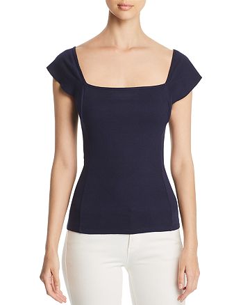 Three Dots Heritage Knit Flutter-Sleeve Tee | Bloomingdale's