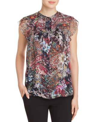 Elie Tahari Mala Sleeveless Printed Silk Blouse | Bloomingdale's