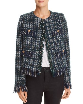 JOA Fringed Tweed Jacket | Bloomingdale's