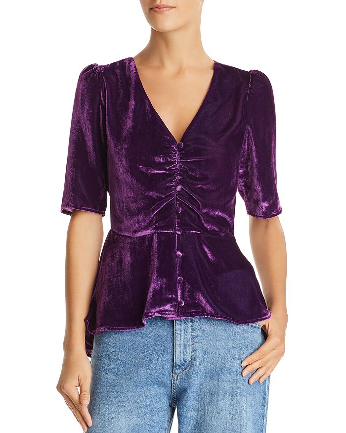 WAYF Becca Ruched Velvet Top | Bloomingdale's