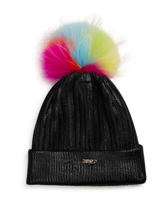 GiGi Girls' Metallic Hat with Neon Fur Pom - 100% Exclusive ...