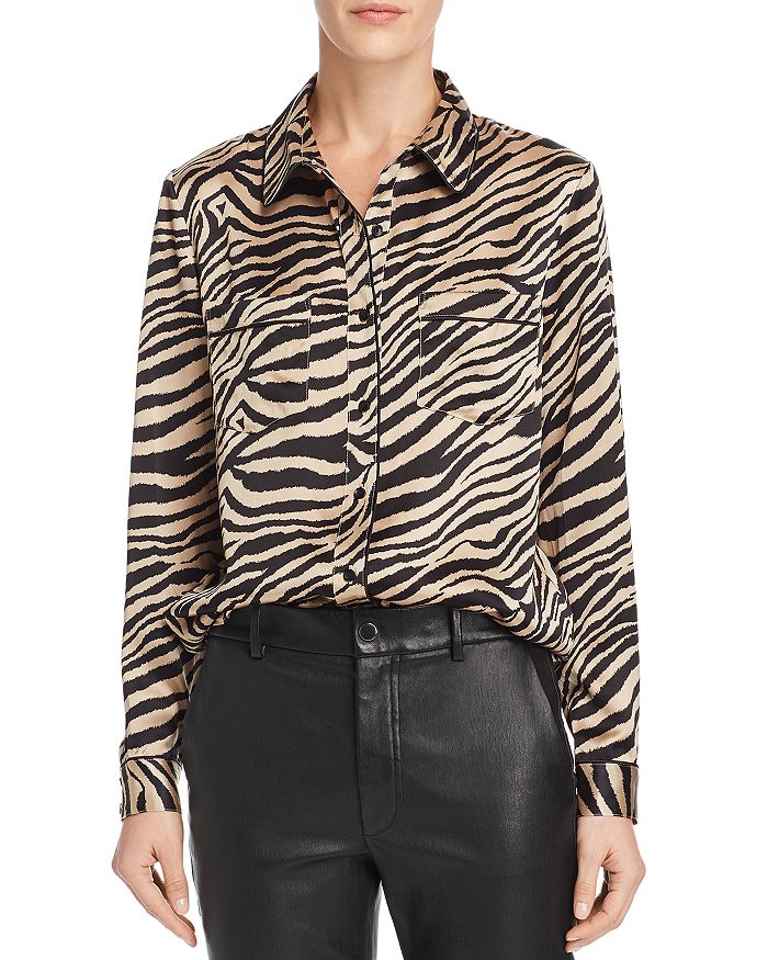 Anine Bing Vivienne Zebra-Print Silk Blouse | Bloomingdale's