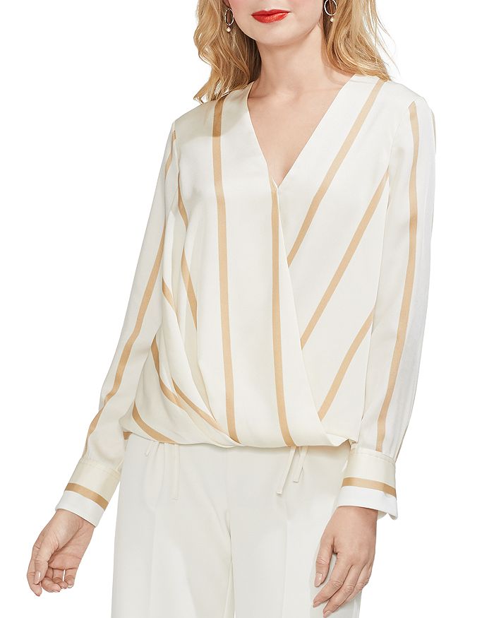 VINCE CAMUTO Striped Crossover Top | Bloomingdale's