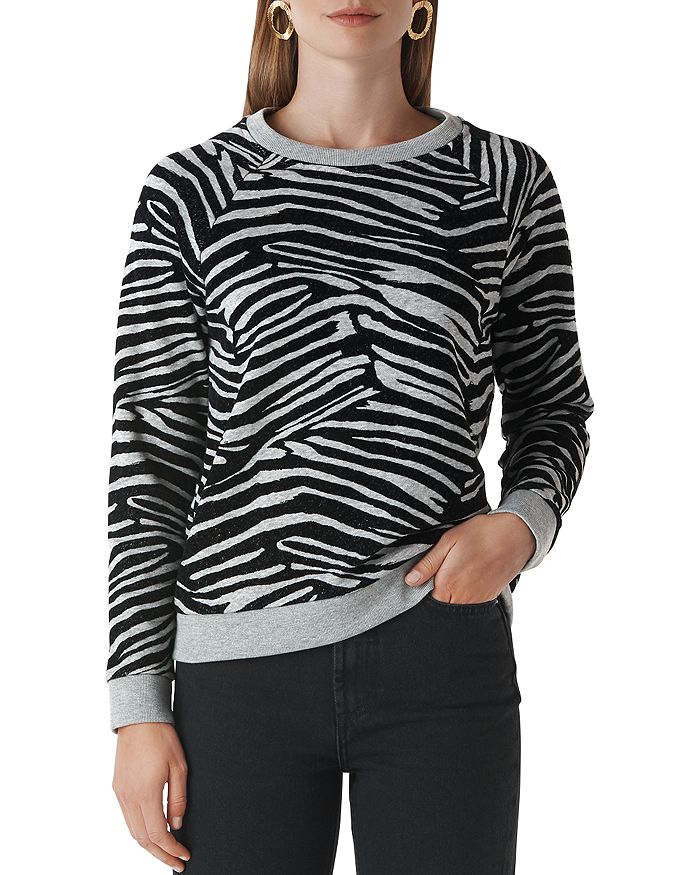 Whistles Flocked Zebra Print Sweater | Bloomingdale's