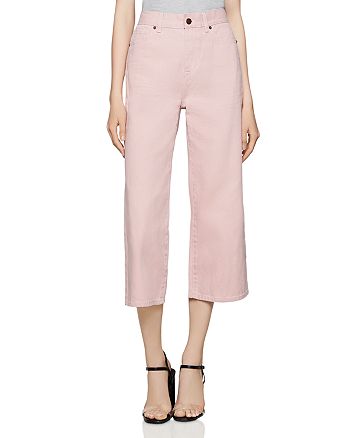 BCBGeneration Cropped Wide-Leg Jeans in Rose Smoke | Bloomingdale's