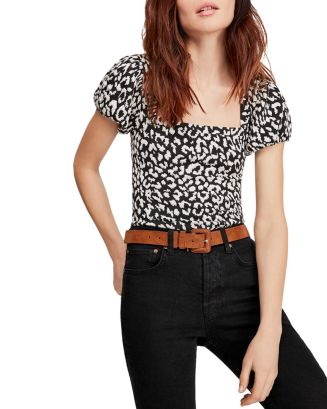 Free People No Type Leopard Print Top | Bloomingdale's