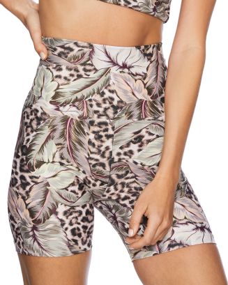 Beach Riot Botanical Leopard Print Bike Shorts | Bloomingdale's